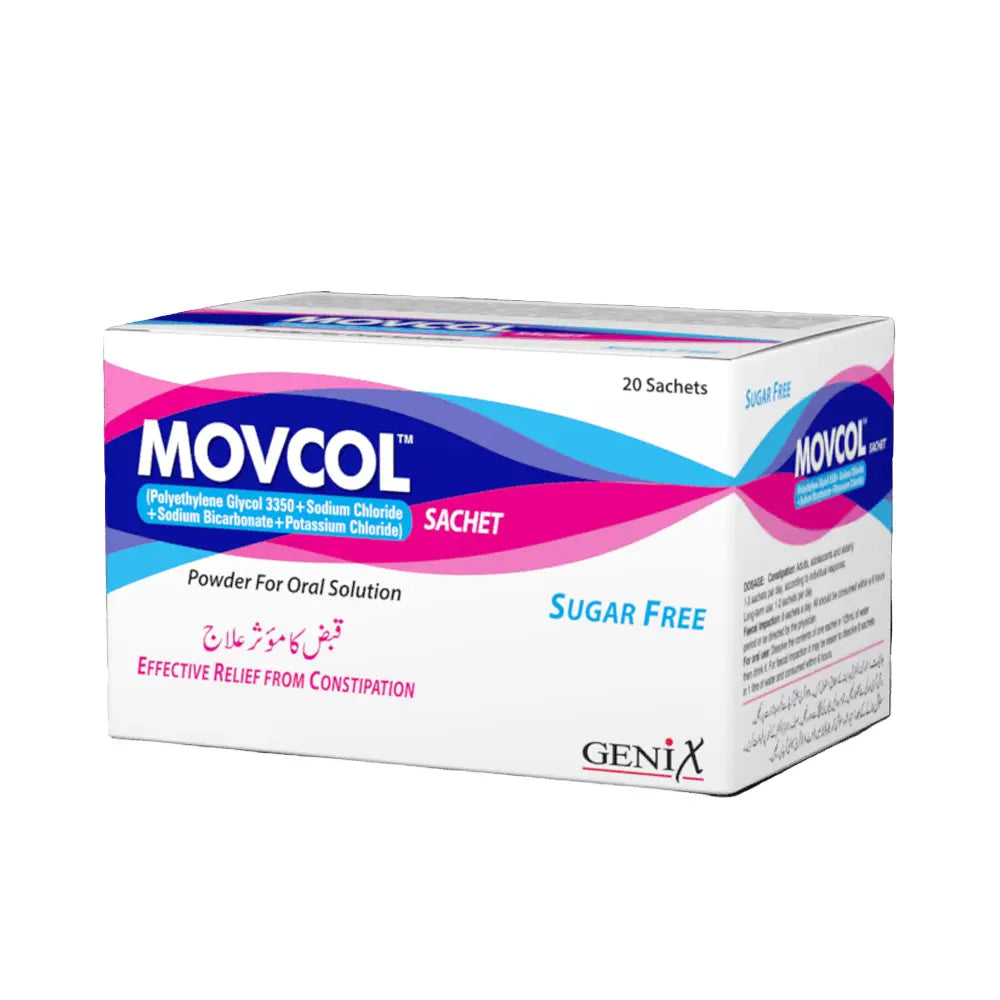 Movcol Sachet 20’s – Bowel Cleansing for Colonoscopy Preparation – Derma.pk